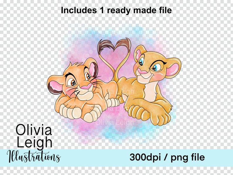 The Lion King Simba and Nala Cute Valentines Clipart PNG Files - Etsy