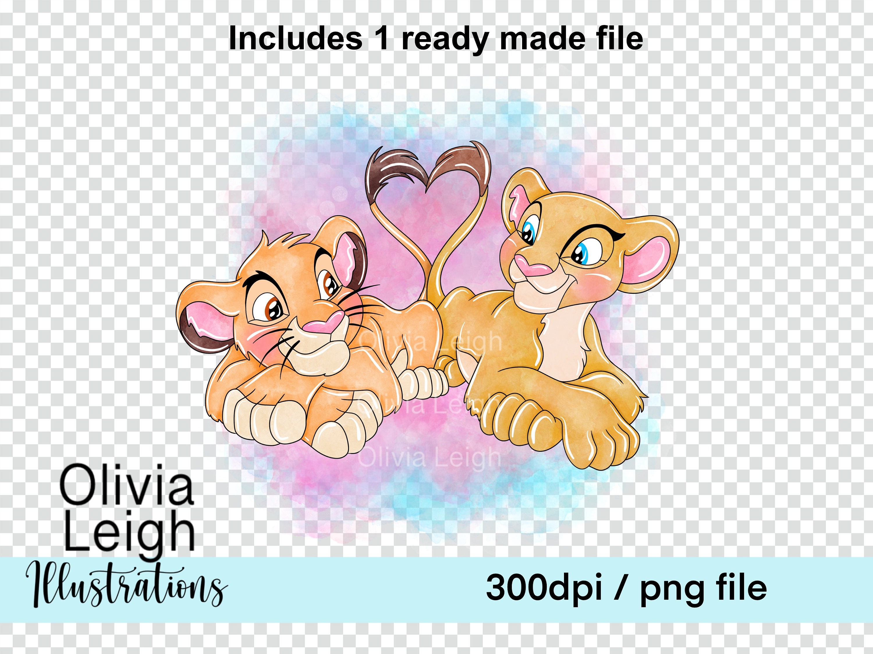 The Lion King Simba and Nala Cute Valentines Clipart PNG Files - Etsy ...