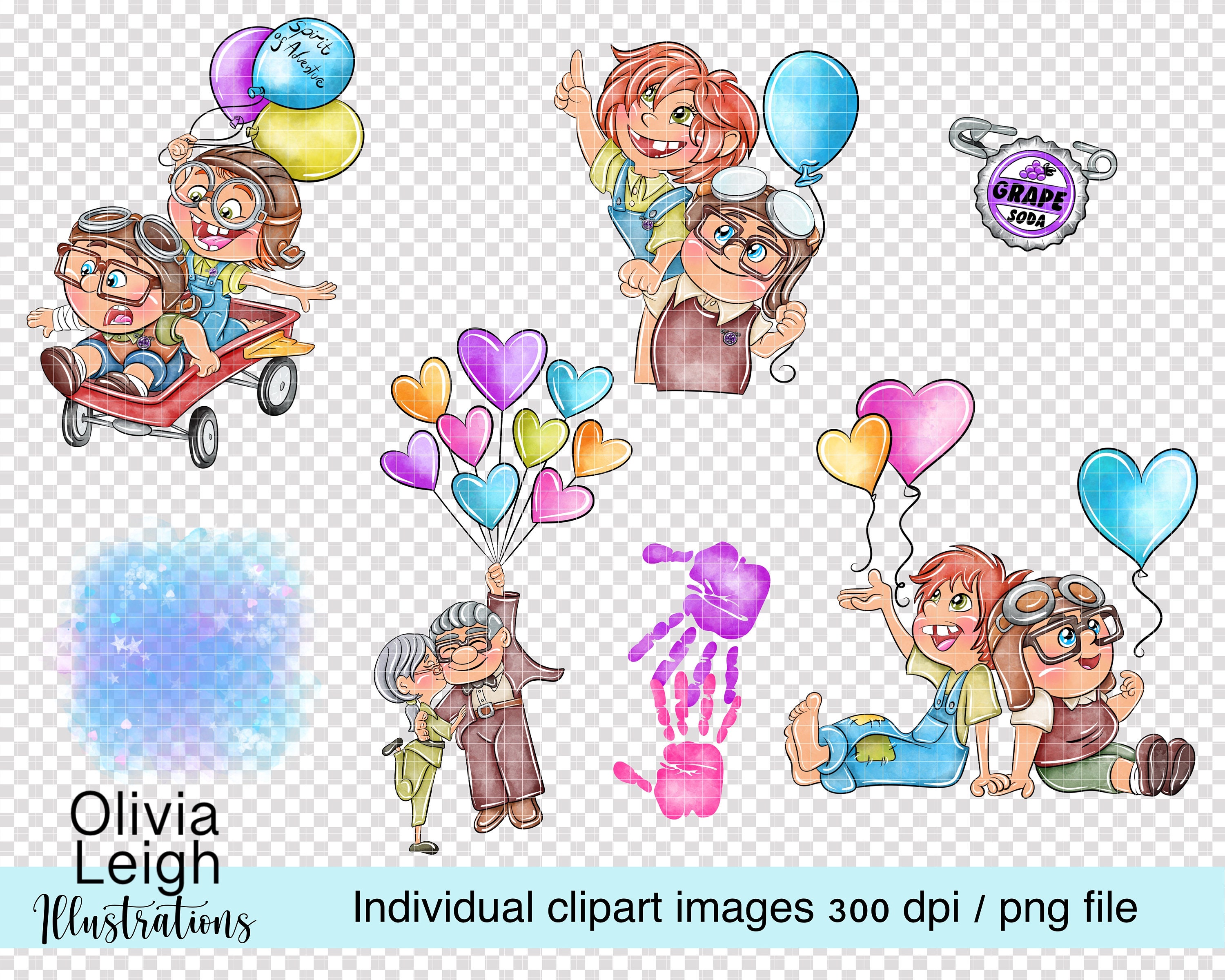 Up Carl and Ellie Cute Clipart Set PNG Files DIGITAL DOWNLOAD - Etsy