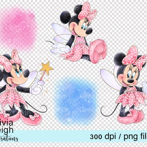 Minnie Mouse Cute Fairies Clipart PNG Files DIGITAL DOWNLOAD Children's ...
