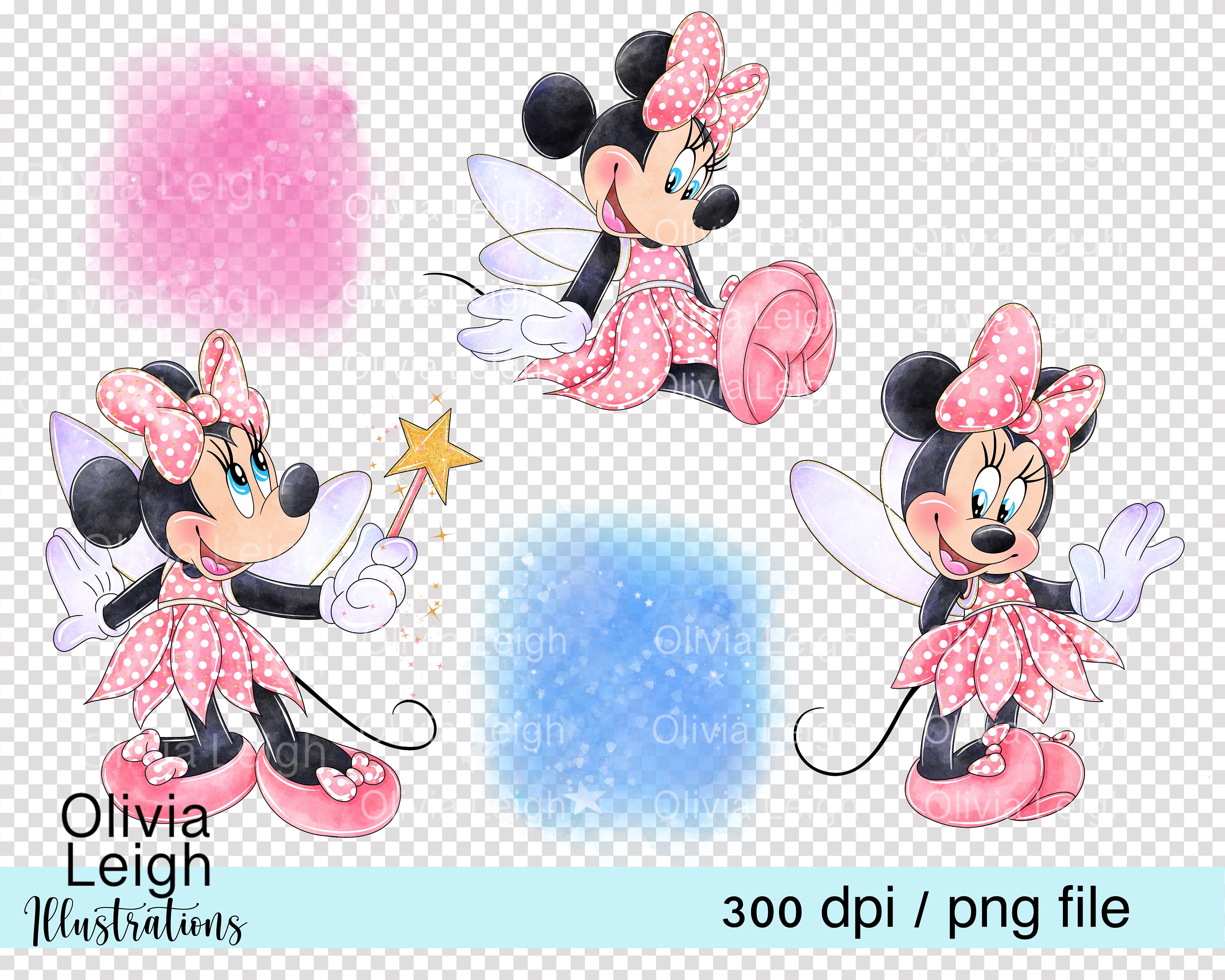 Minnie Mouse Cute Fairies Clipart PNG Files DIGITAL DOWNLOAD Children's ...