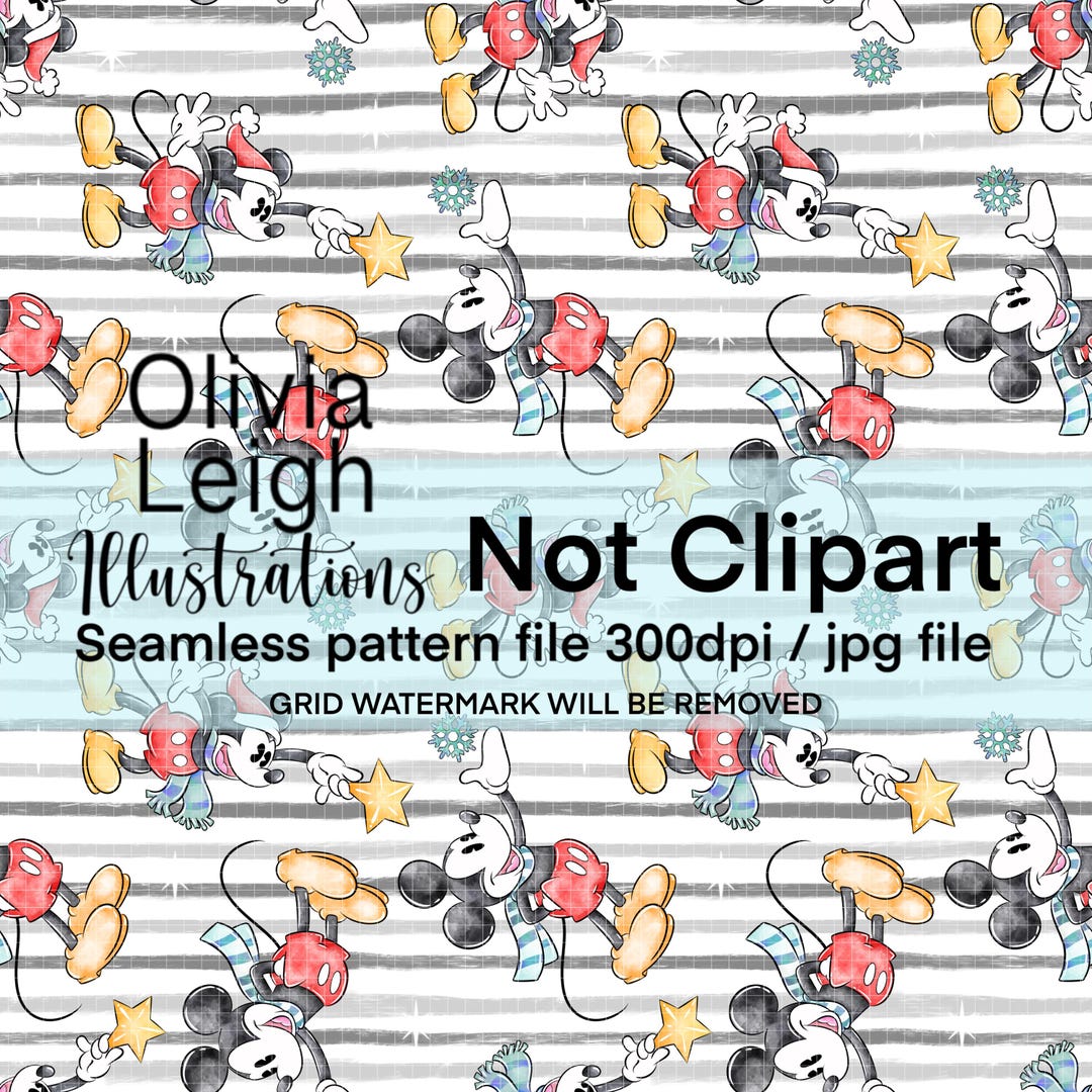 Minnie and Mickey Mouse Classic Christmas Seamless Repeat Pattern ...