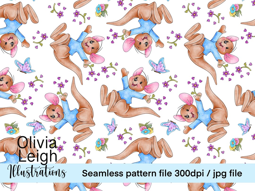 Cute Spring Time Winnie the Pooh Roo Seamless Pattern. - Etsy