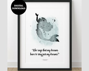 Princess Ariel Word Art Quote Watercolour Art Print-wall | Etsy