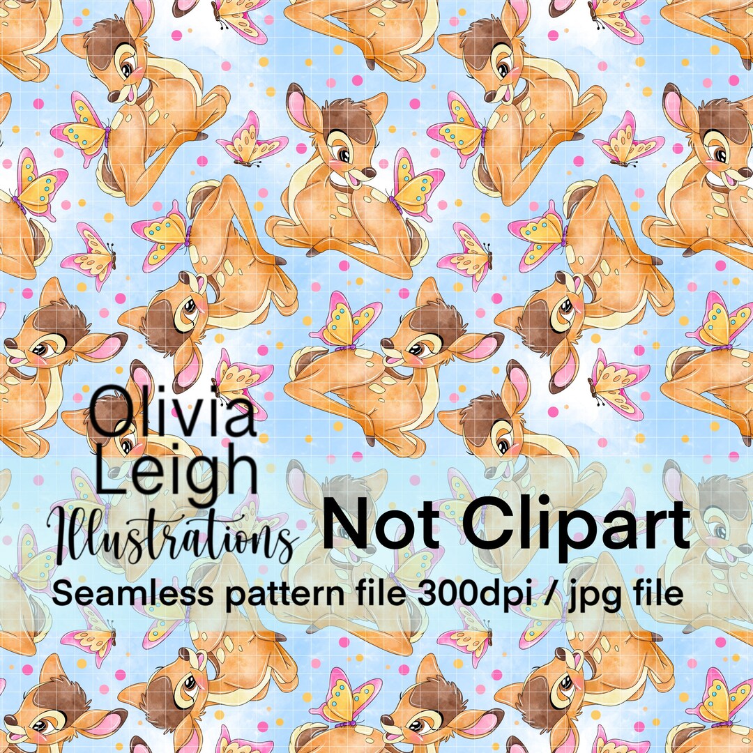 Bambi, Thumper Cute Seamless Pattern. Digital Paper. DIGITAL DOWNLOAD ...