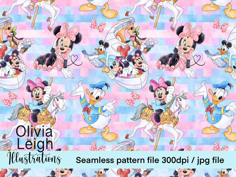Minnie Mouse and Friends Cute Seamless Repeating Pattern. - Etsy