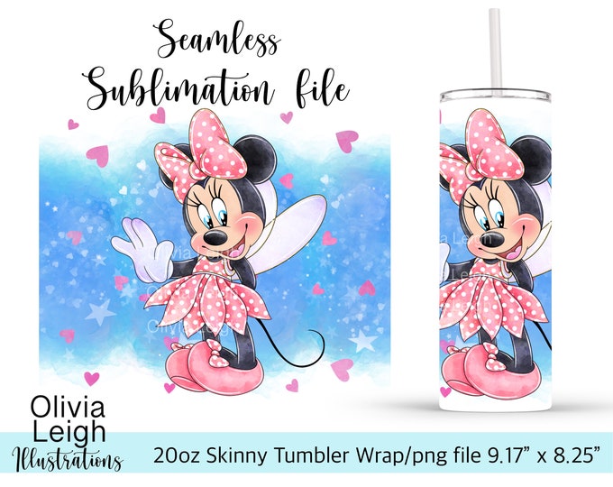 Minnie Mouse Sublimation Design Wrap PNG File DIGITAL DOWNLOAD 20oz ...