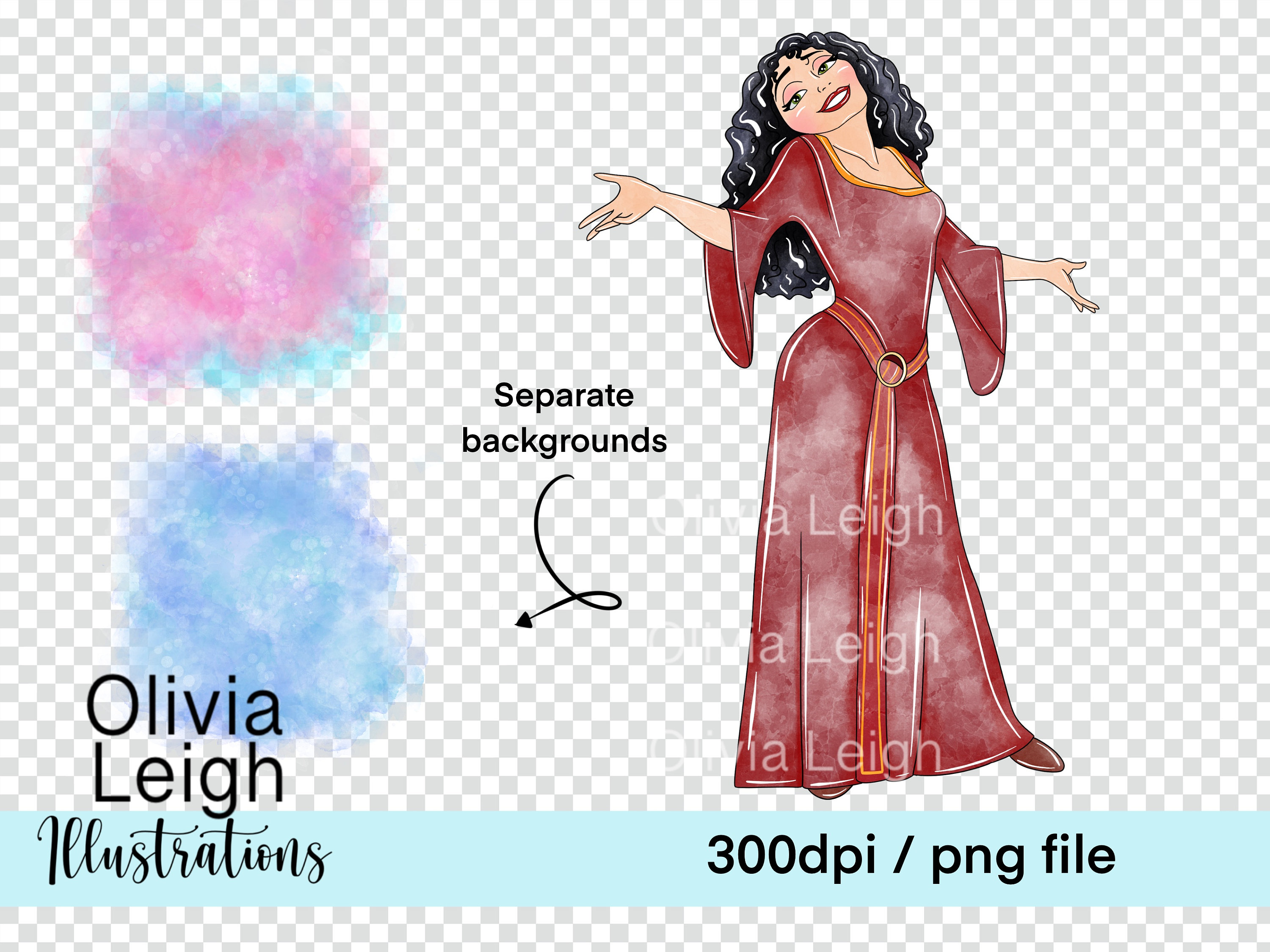 Princess Villain Mother Gothel Rapunzel Cute Clipart PNG Files DIGITAL ...