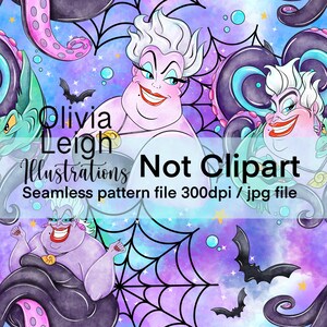 Cute Halloween, Princess Villain, Ursula Seamless Repeat Pattern ...