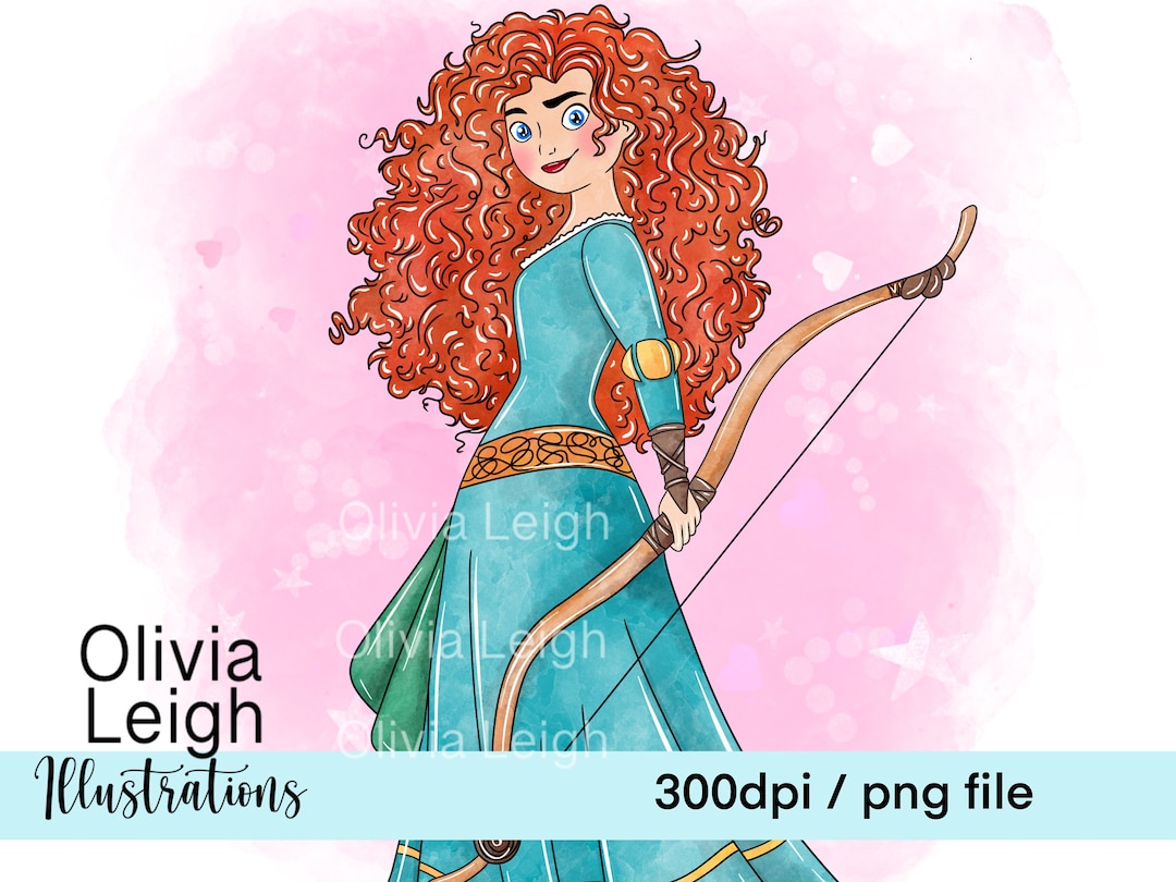 Princess Merida Brave Cute Clipart PNG Files DIGITAL DOWNLOAD Printable ...