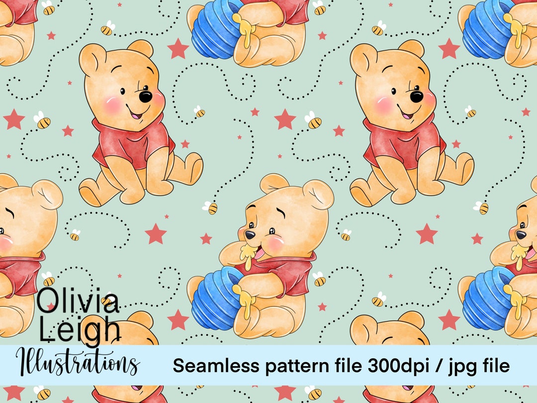 Winnie the Pooh Bear Baby Seamless Repeat Pattern. Digital - Etsy