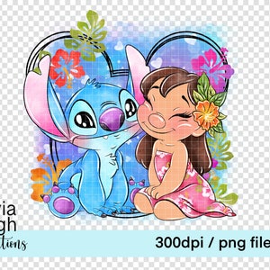 Lilo and Stitch Cute Clipart PNG Files Hand Drawn DIGITAL DOWNLOAD ...
