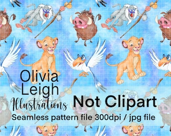 The Lion King Simba Pumbaa Timon Seamless Pattern, Digital Paper ...