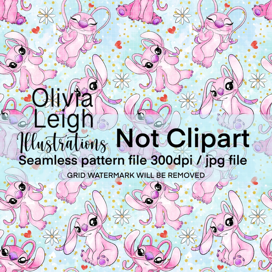 Lilo and Stitch, Angel, Seamless Repeat Pattern. Digital Paper. Hand ...