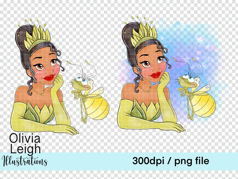 Princess Tiana and Ray Cute Clipart PNG Files DIGITAL DOWNLOAD ...