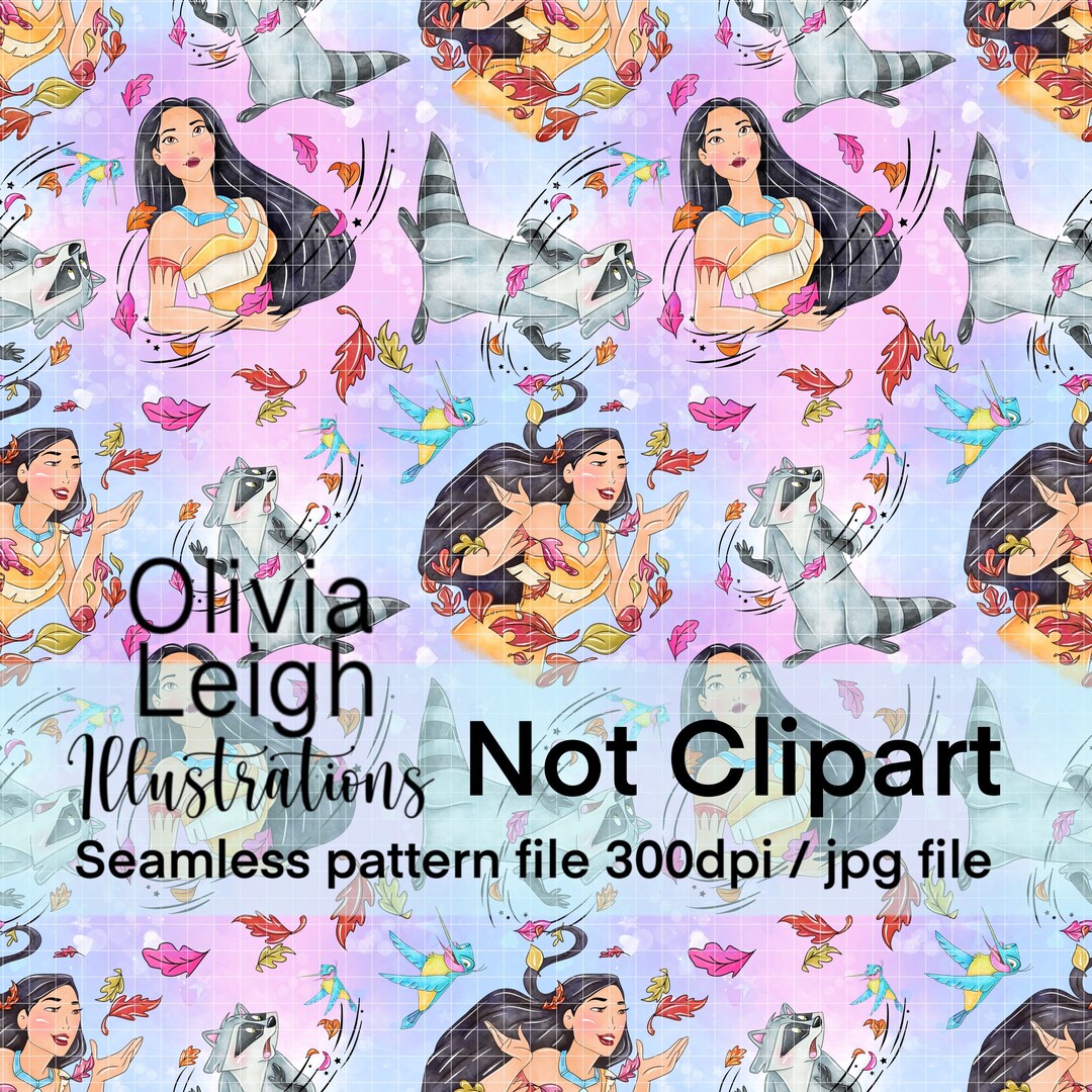 Pocahontas Seamless Pattern. Digital Paper. DIGITAL DOWNLOAD Printable ...