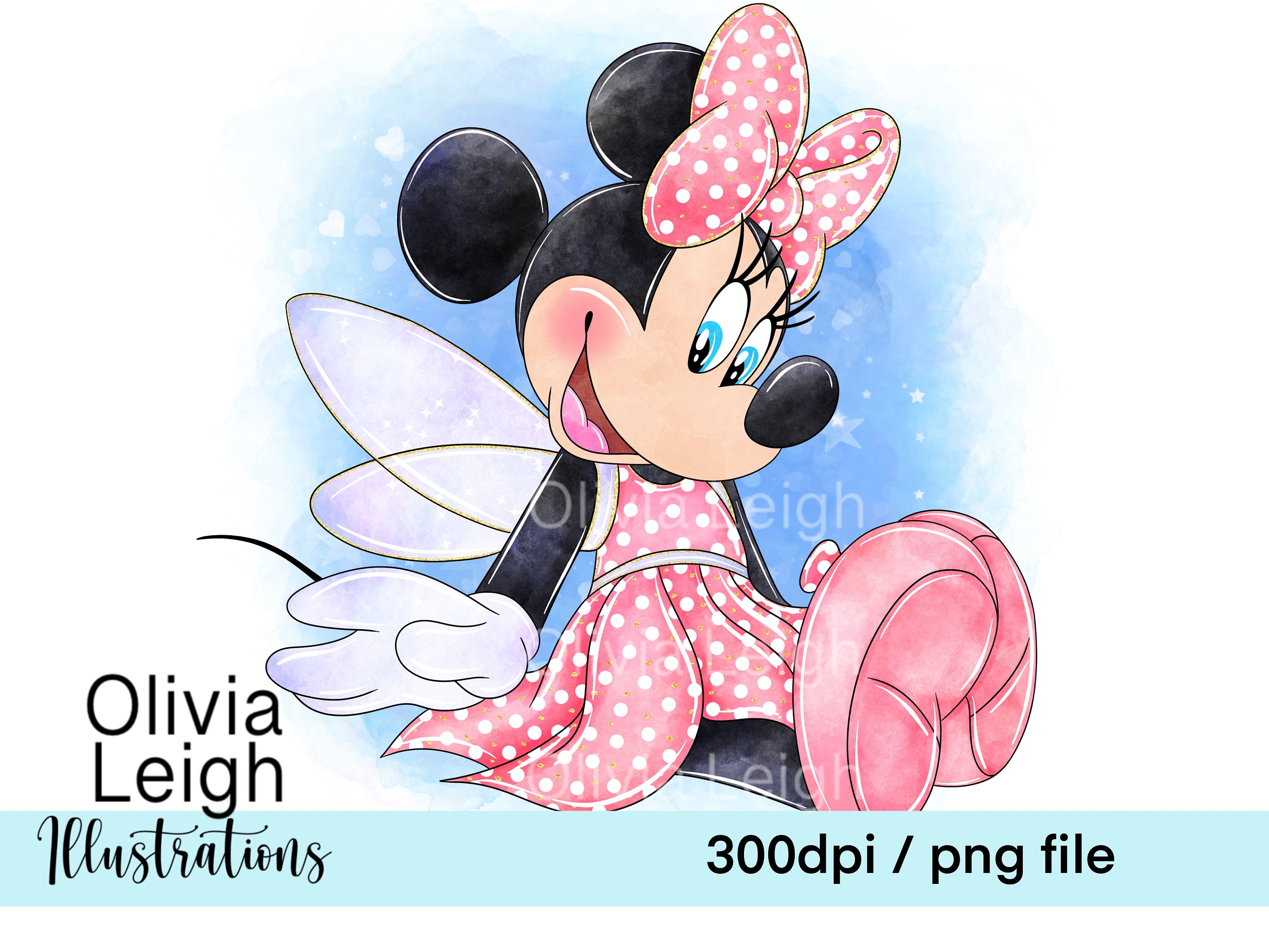 Minnie Mouse Cute Fairies Clipart PNG Files DIGITAL DOWNLOAD Children's ...