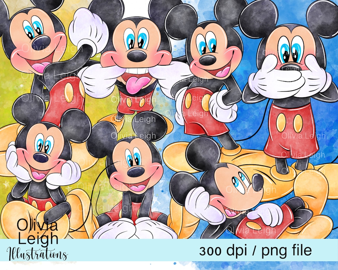 Mickey Mouse Cute Clipart Set PNG Files DIGITAL DOWNLOAD Children's ...