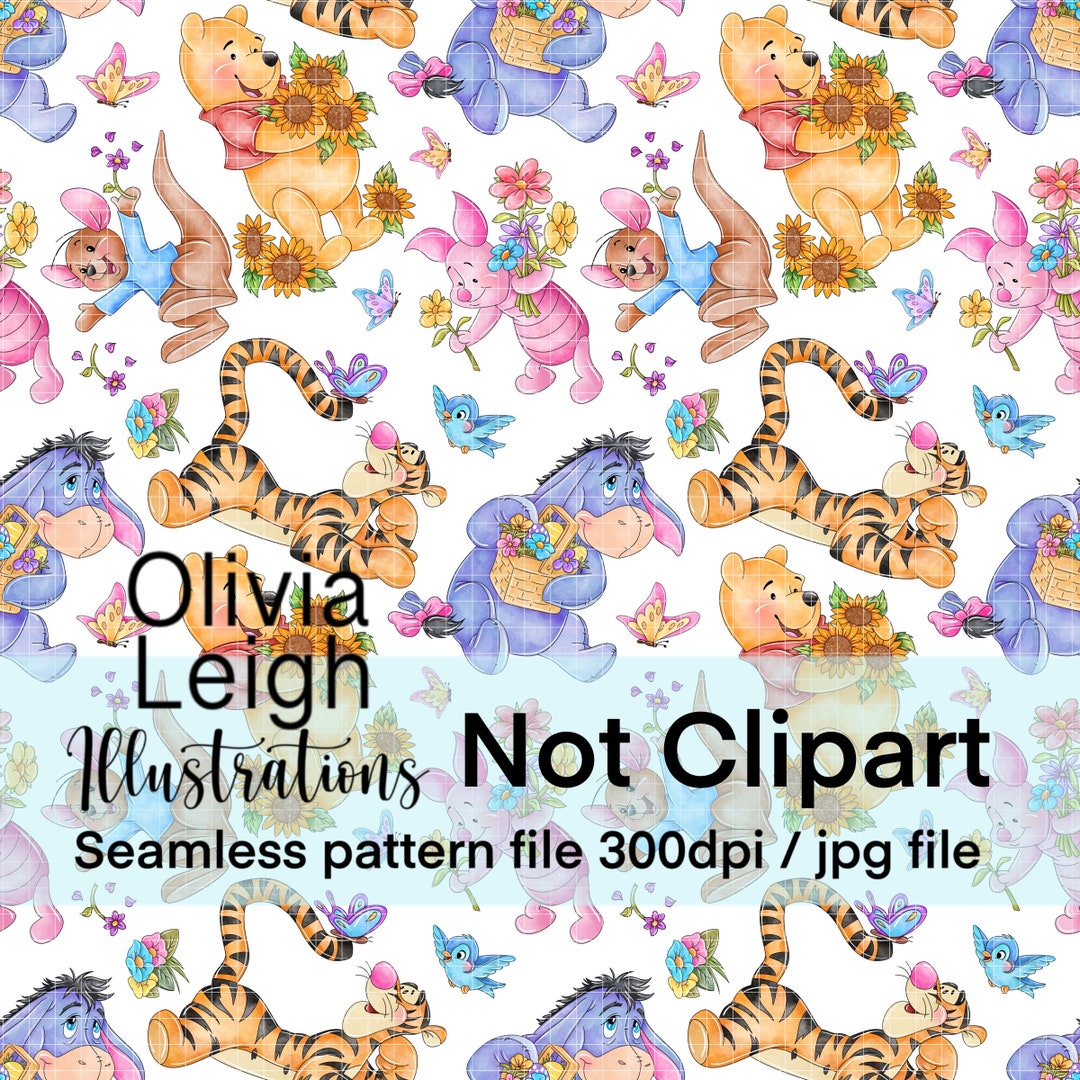 Cute Spring Time Winnie the Pooh, Eeyore, Tigger and Piglet Seamless ...