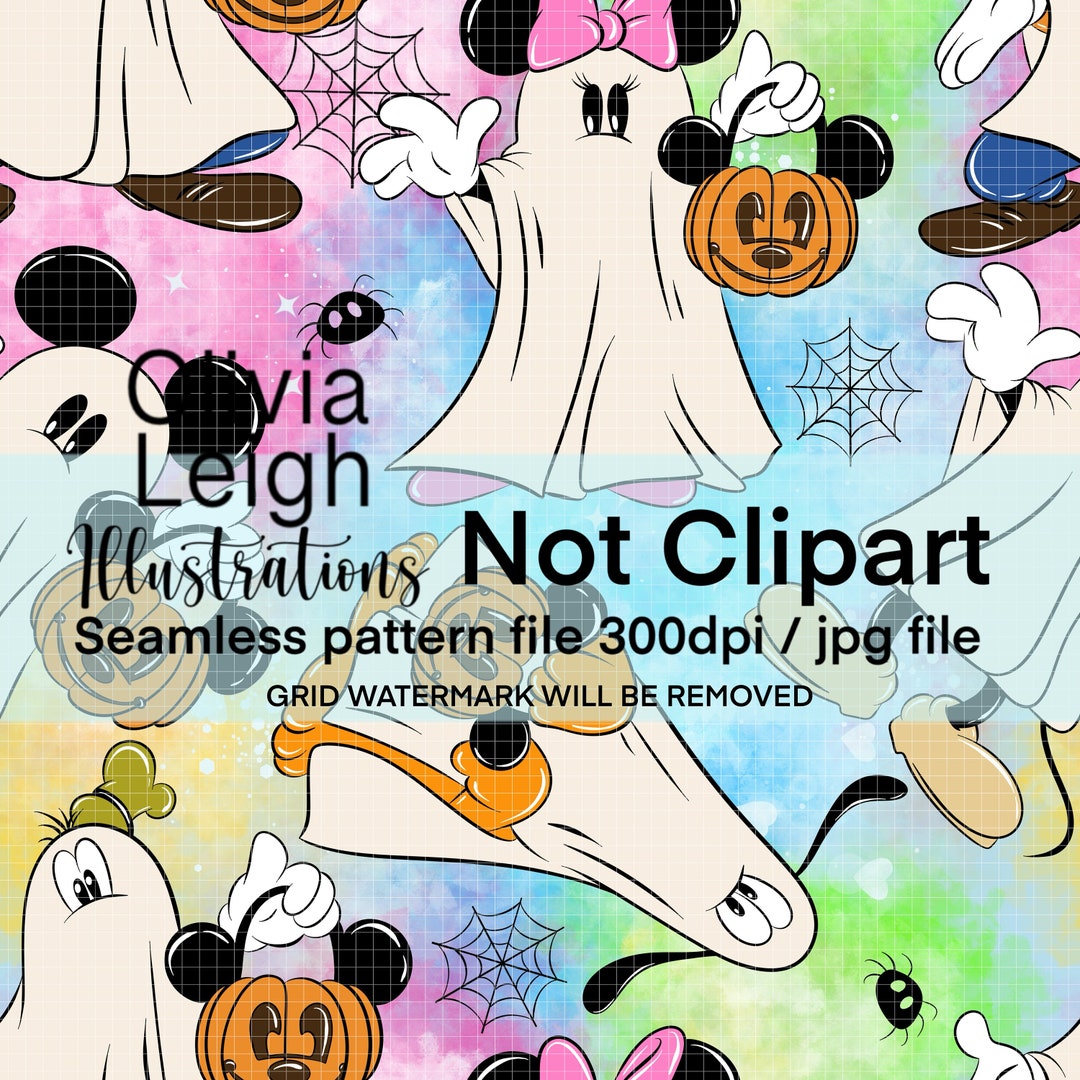 Cute Mickey and Minnie Halloween Seamless Repeat Pattern. Digital Paper ...