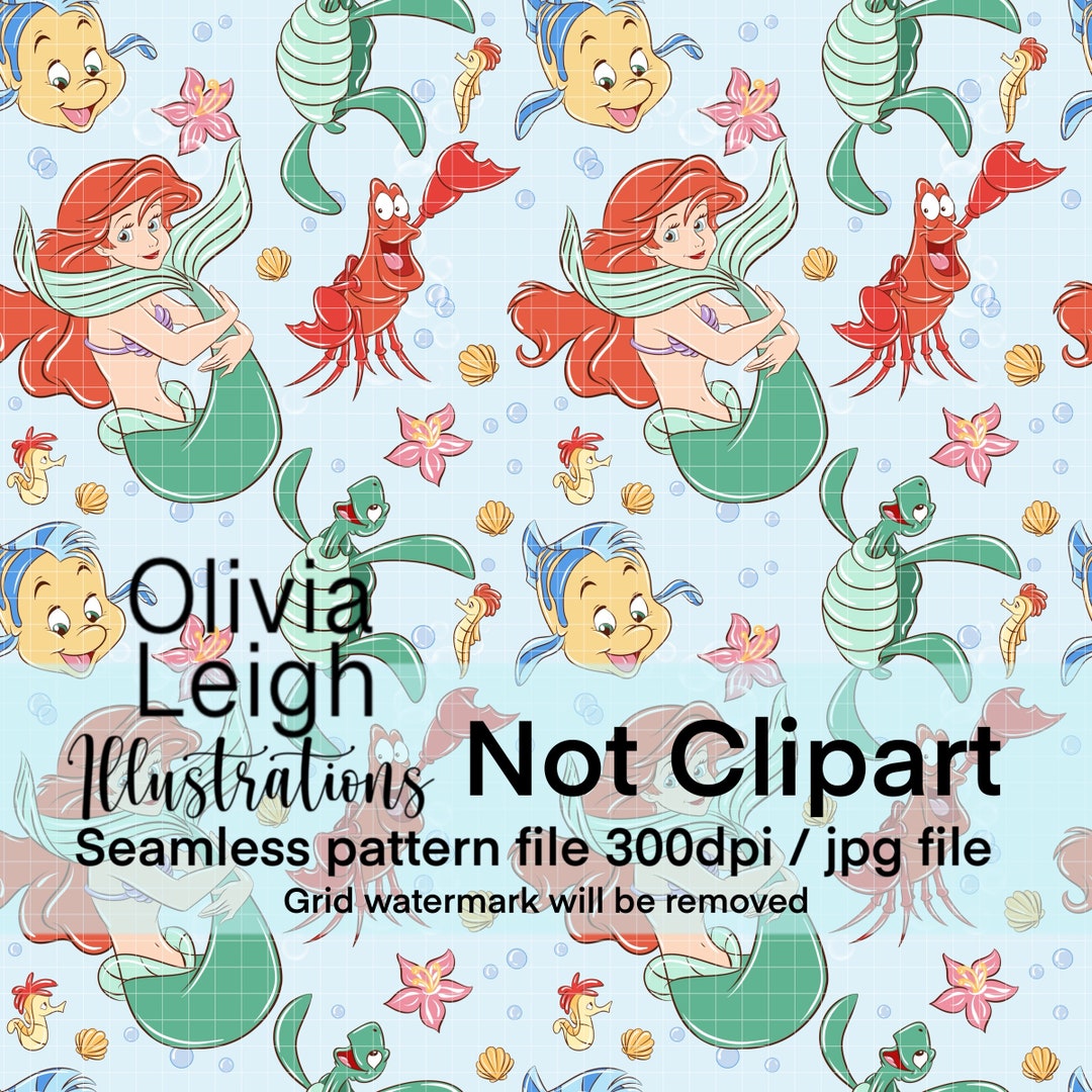 Princess Ariel, the Little Mermaid Seamless Pattern. Digital Paper ...