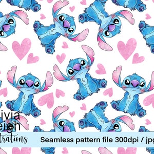 Set of 9 Cute Lilo and Stitch Seamless Patterns. Digital Paper. DIGITAL ...