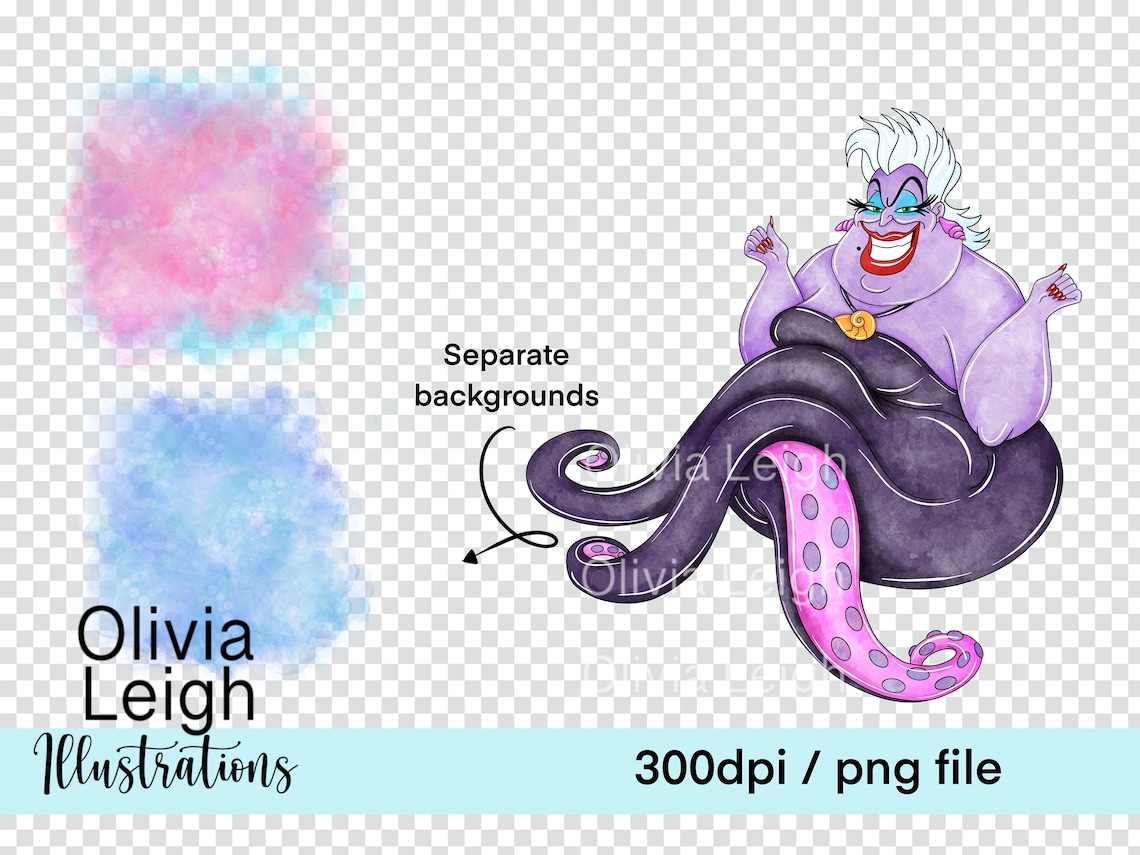 Princess Villain Ursula the Little Mermaid Cute Clipart PNG Files ...
