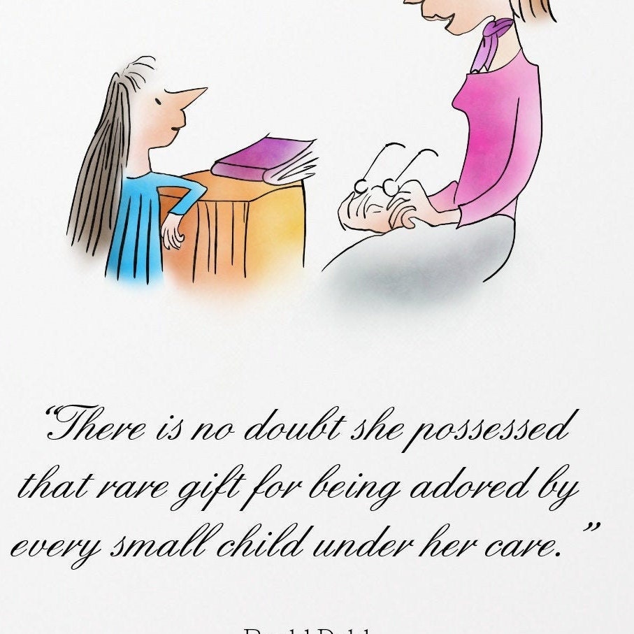 Hand Drawn Roald Dahl Matilda Miss Honey Quote Wall Art Print - Etsy UK