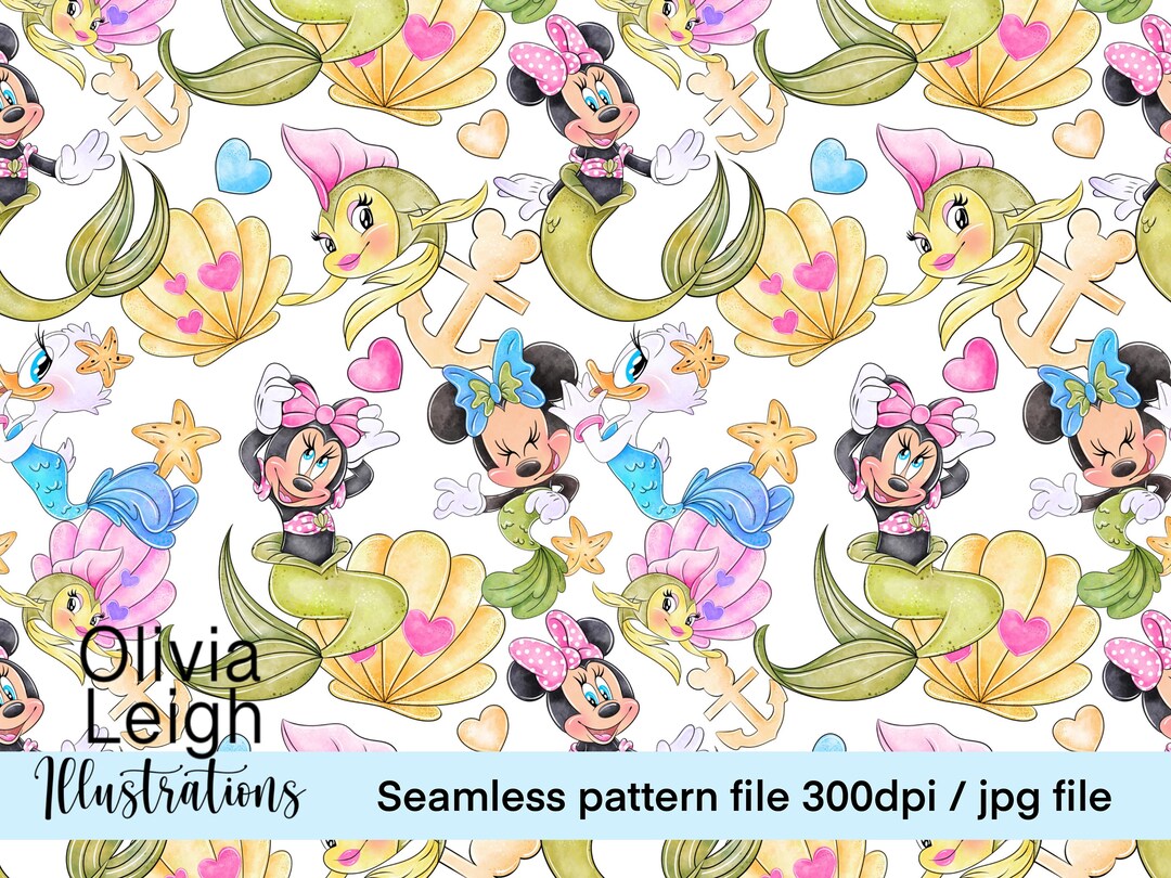 Cute Minnie Mouse Mermaid Beach Summer Repeat Seamless - Etsy