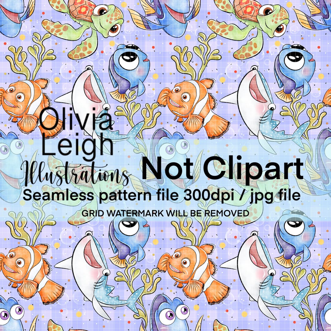 Finding Nemo, Finding Dory, Cute, Seamless Repeat Pattern. Digital ...