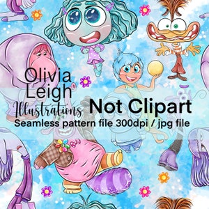 Cute Colourful Inside Out Emotions Seamless Repeat Pattern. Digital ...