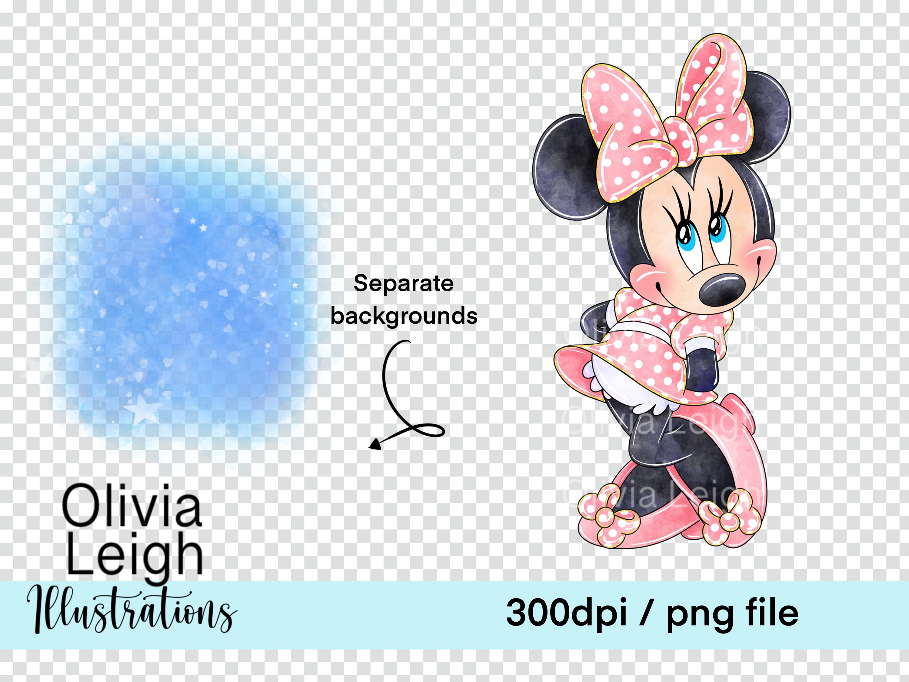 Set of Cute Minnie Mouse Pink Clipart PNG Files DIGITAL - Etsy