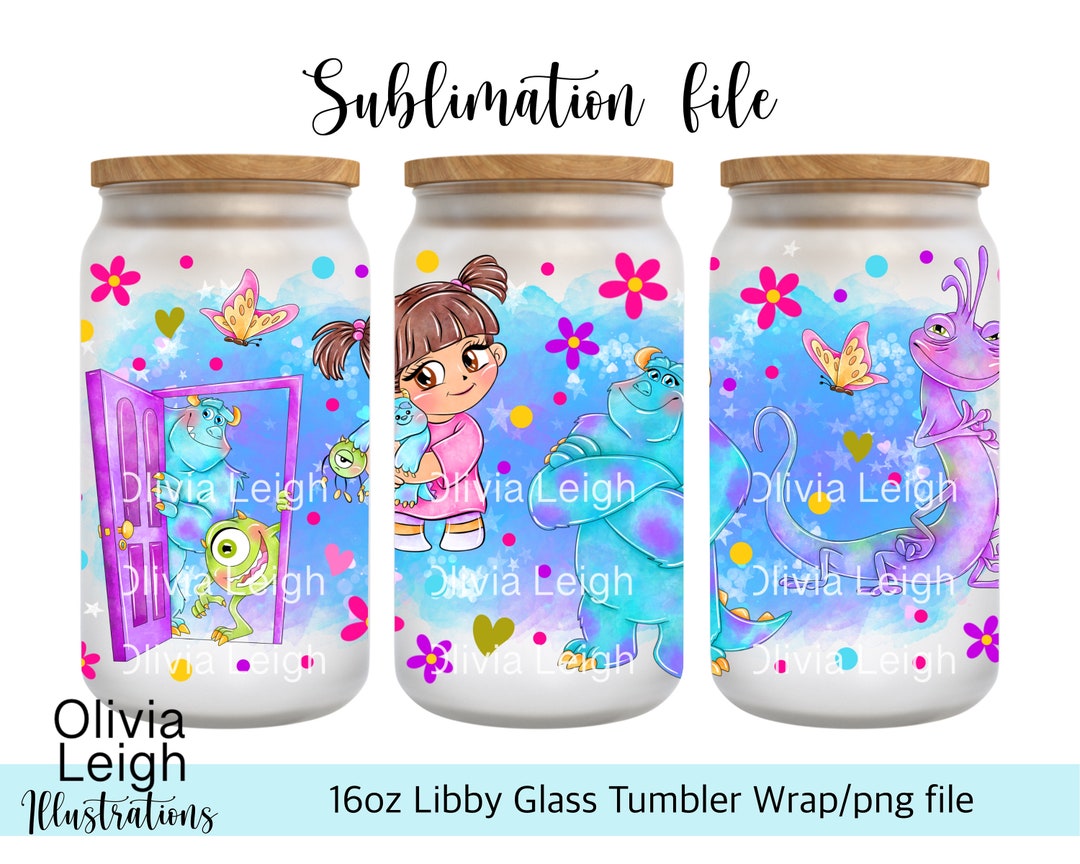 Cute Monster Sublimation Wrap PNG File DIGITAL DOWNLOAD 16oz Glass ...
