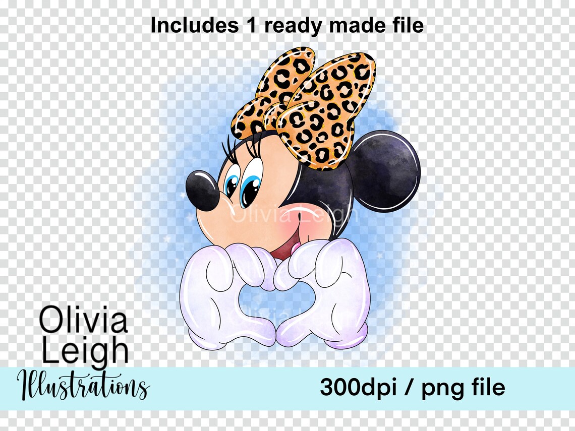Minnie Cute Leopard Print Clipart PNG Files DIGITAL DOWNLOAD Childrens ...