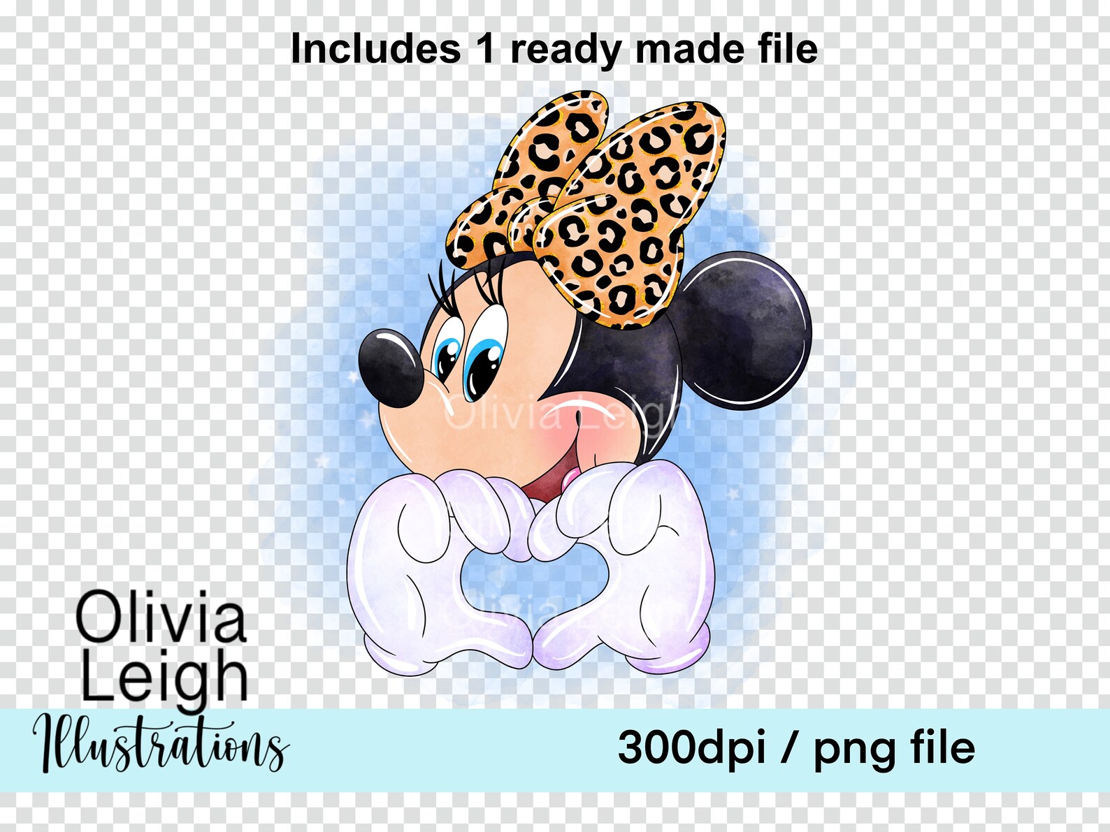 Minnie Cute Leopard Print Clipart PNG Files DIGITAL DOWNLOAD Childrens ...