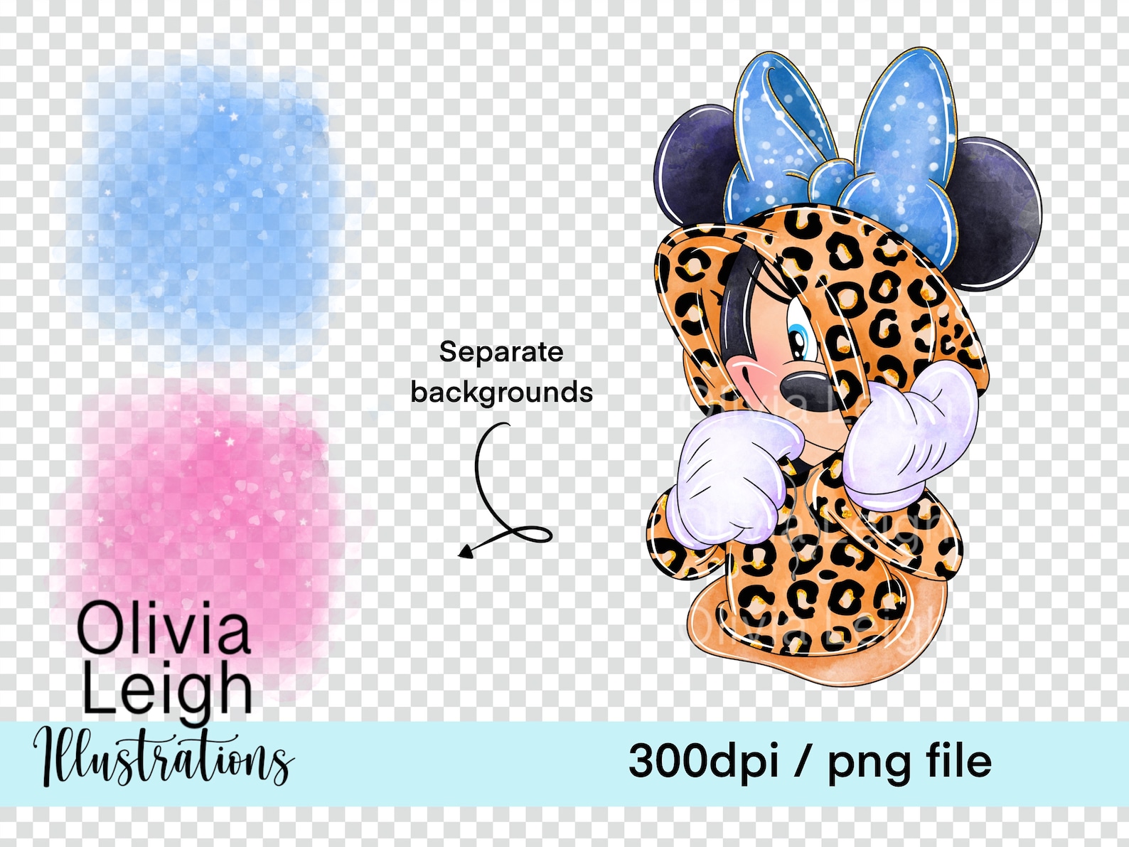 Minnie Cute Leopard Print Clipart PNG Files DIGITAL DOWNLOAD - Etsy