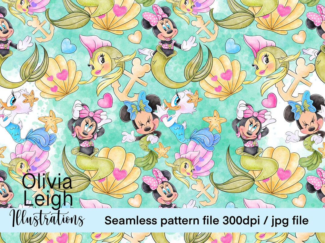 Cute Minnie Mouse Mermaid Beach Summer Repeat Seamless - Etsy Australia