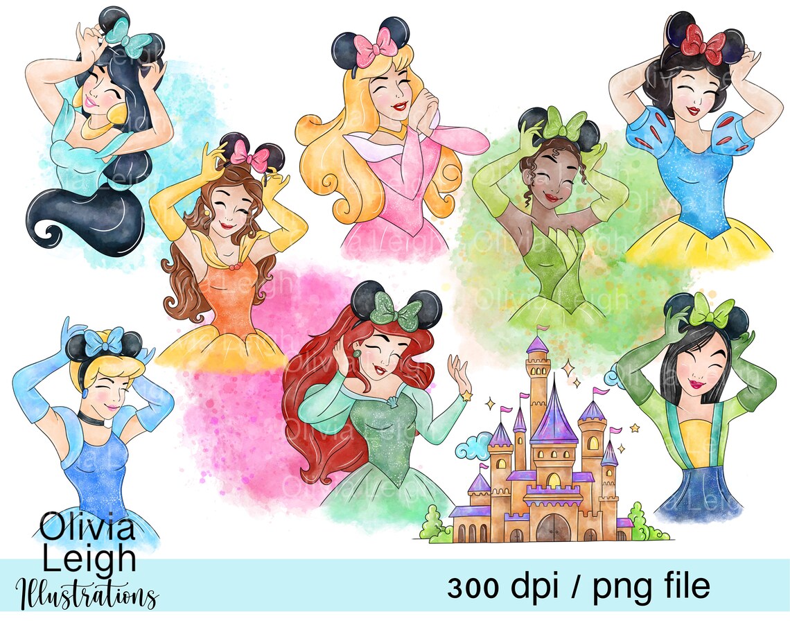 Set of Cute Princess Clipart PNG Files DIGITAL DOWNLOAD - Etsy