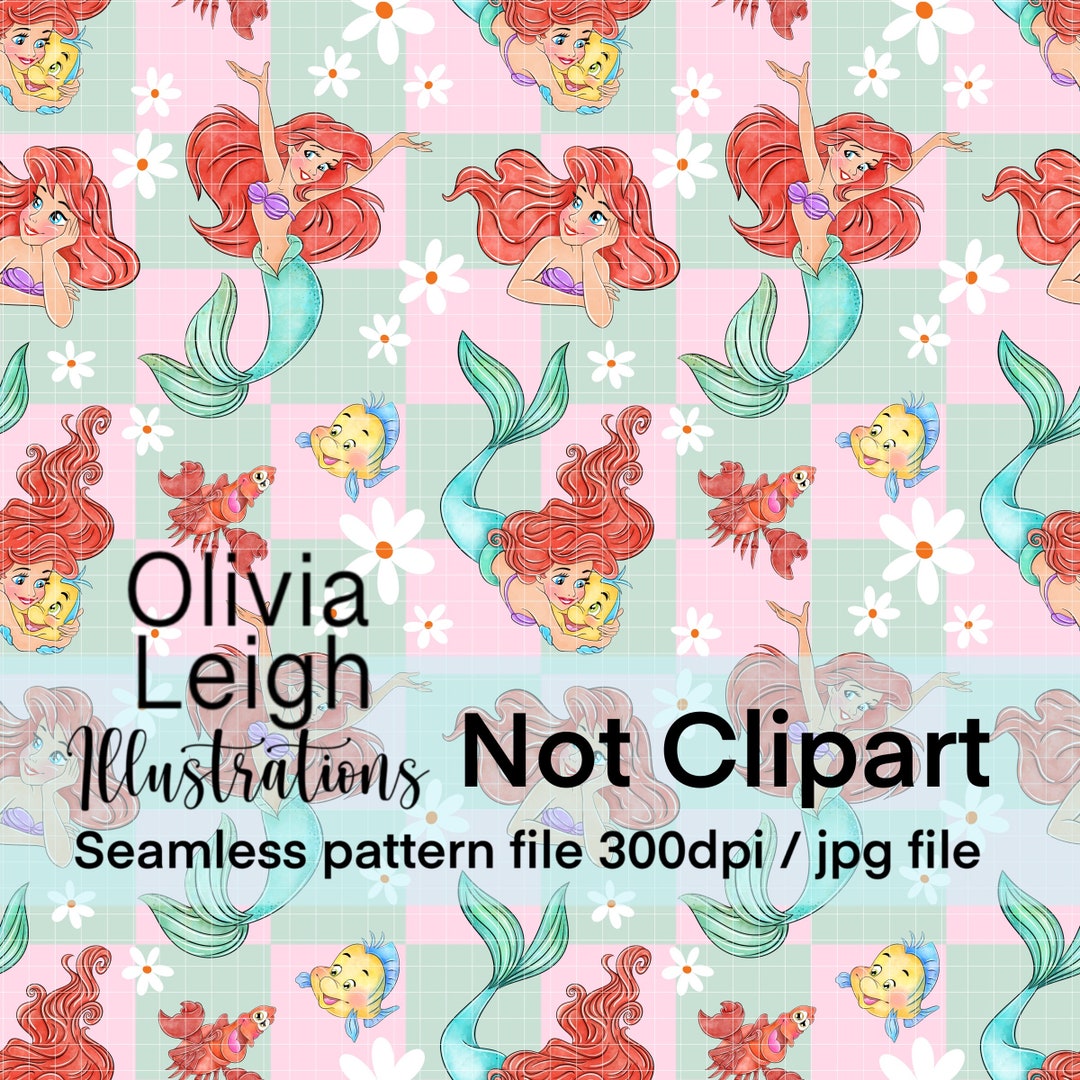 Princess Ariel Seamless Repeat Pattern. Digital Paper. DIGITAL DOWNLOAD ...