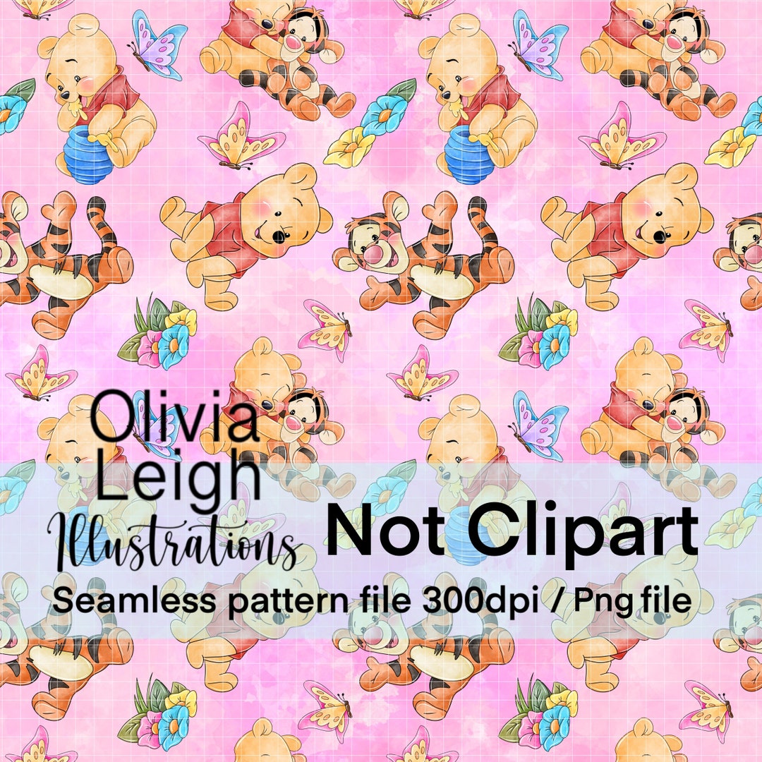 Cute Baby Winnie the Pooh and Tigger Seamless Pattern. Digital Paper ...