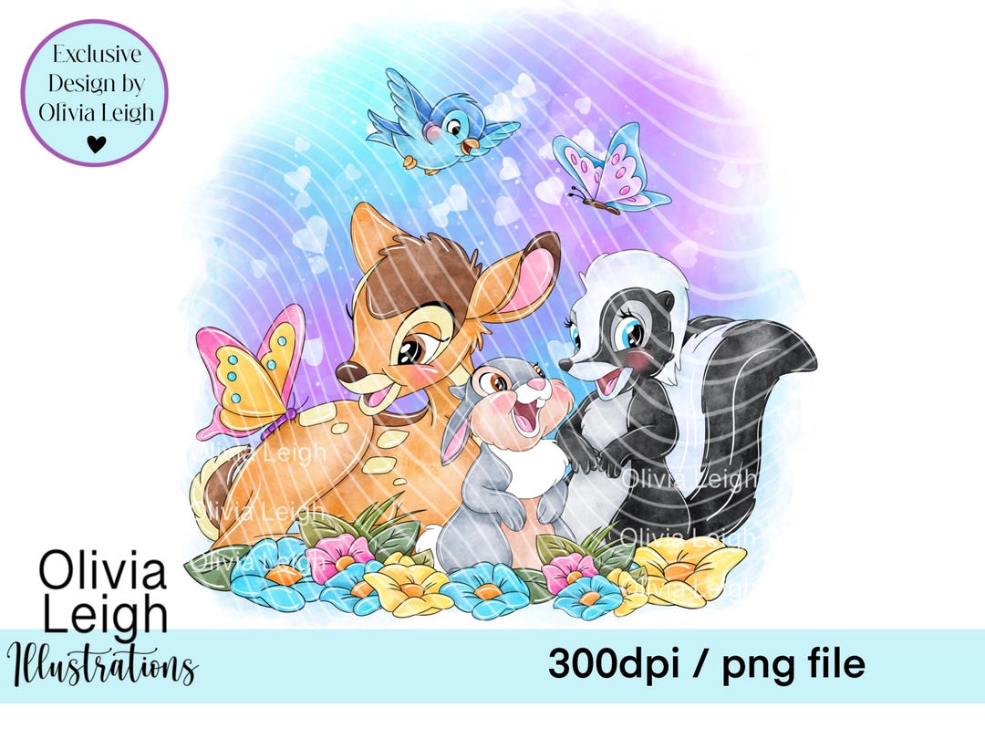Cute Bambi and Thumper, Clipart Sublimation PNG Files DIGITAL DOWNLOAD ...