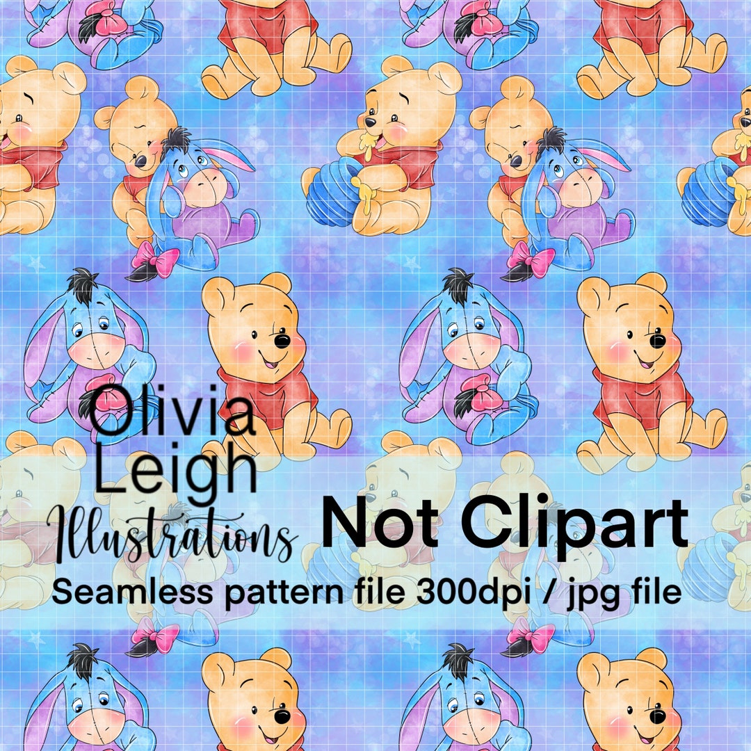 Cute Baby Winnie the Pooh and Eeyore Seamless Pattern. Digital Paper ...