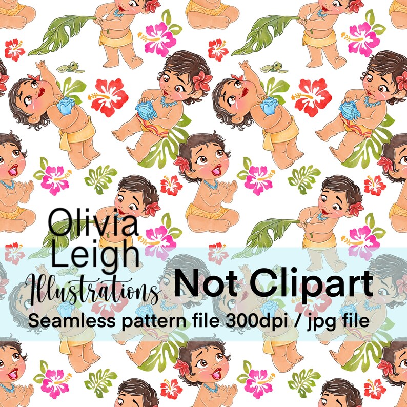 Cute Princess Moana Seamless Pattern. Digital Paper. DIGITAL - Etsy