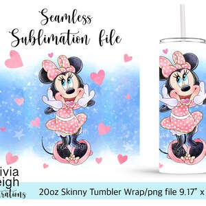 Minnie Mouse Sublimation Design Wrap PNG File DIGITAL DOWNLOAD 20oz ...
