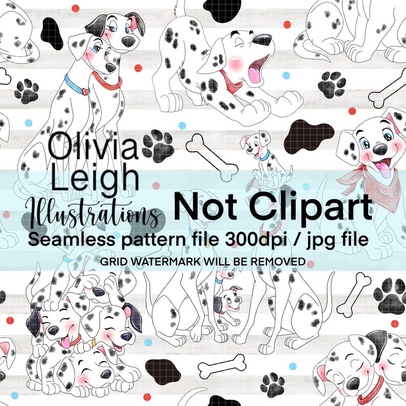 101 Dalmatian’s Seamless Repeat Pattern. Digital Paper. Hand Drawn ...