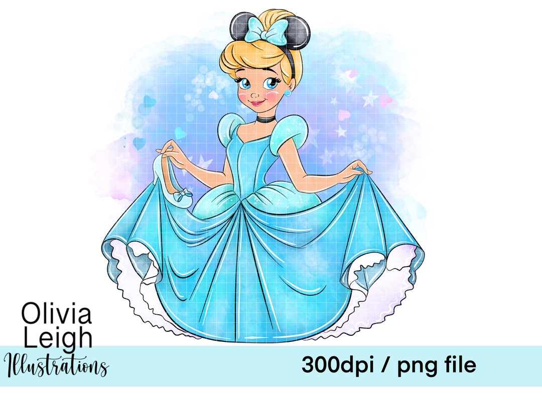 Cinderella Cute Hand Drawn Clipart PNG Files DIGITAL DOWNLOAD Printable ...