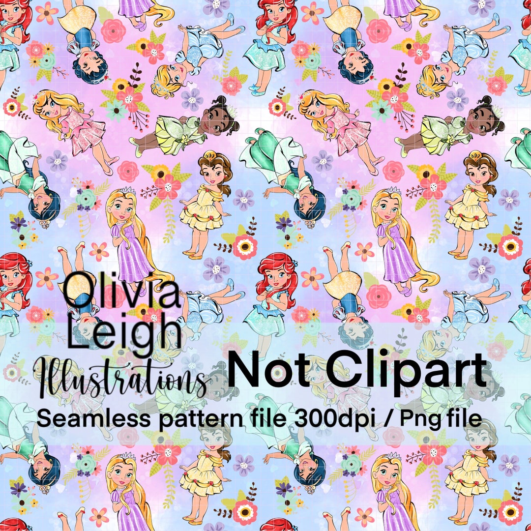 Cute Toddler Princess Repeat Seamless Pattern. Digital Paper. DIGITAL ...