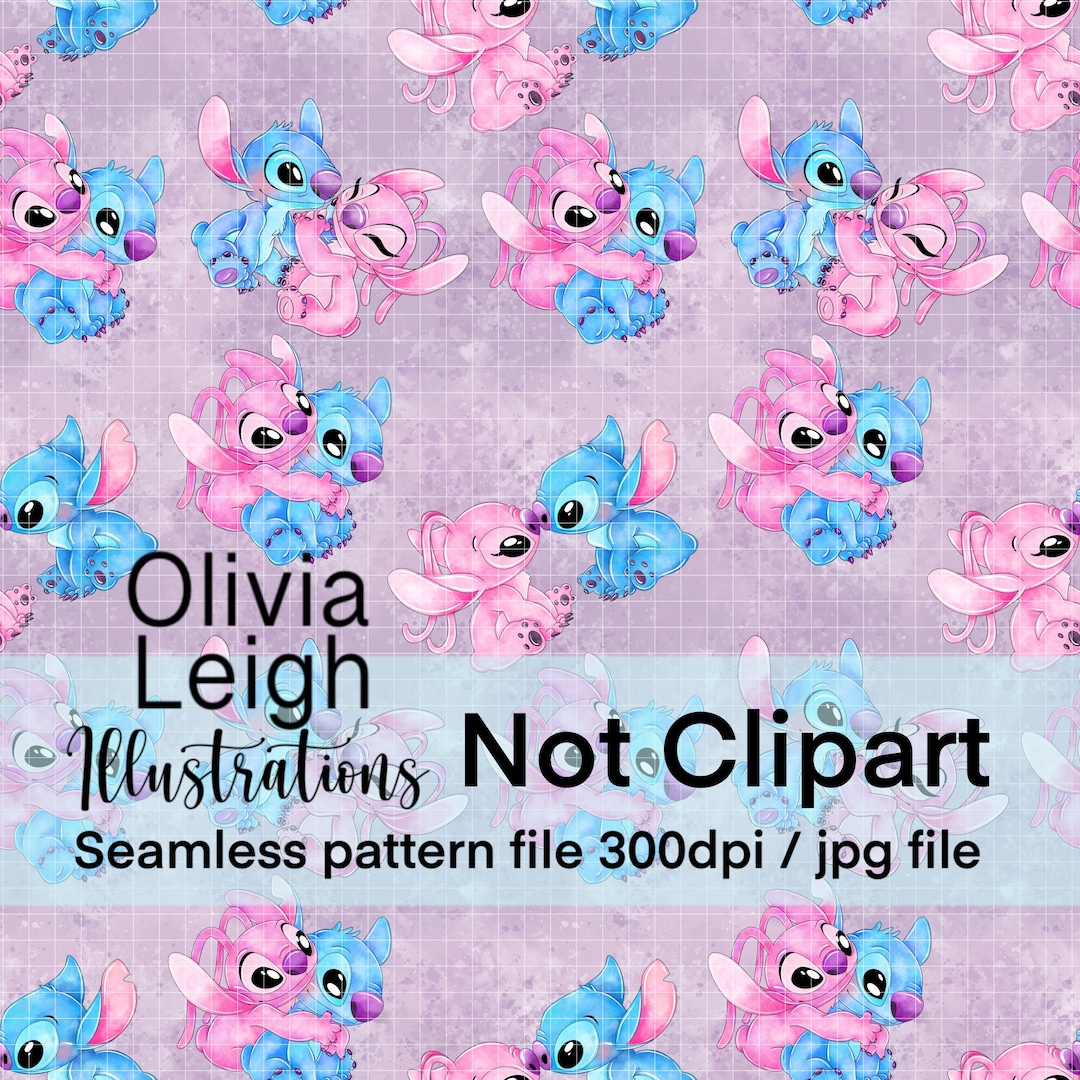 Cute Stitch and Angel Seamless Pattern. Digital Paper. DIGITAL DOWNLOAD ...