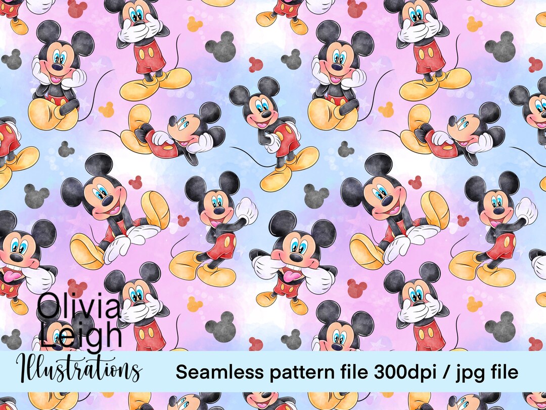 Mickey Mouse Cute Seamless Repeat Pattern. Digital Paper. - Etsy