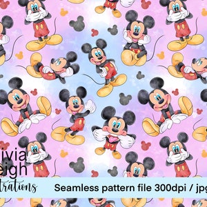 Mickey Mouse Cute Seamless Repeat Pattern. Digital Paper. - Etsy